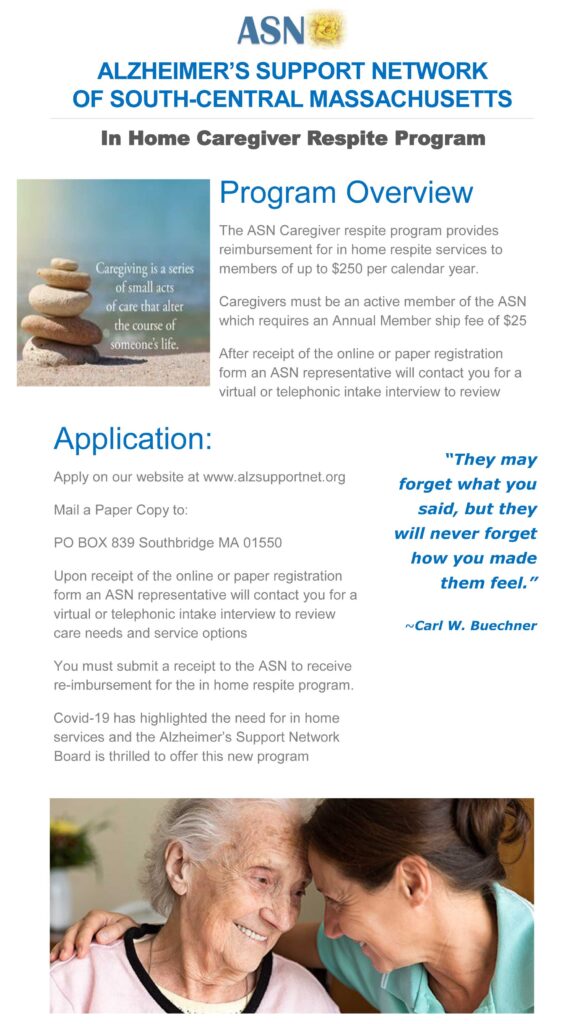 Learn About Our In Home Caregiver Respite Program | Alzheimers Support ...